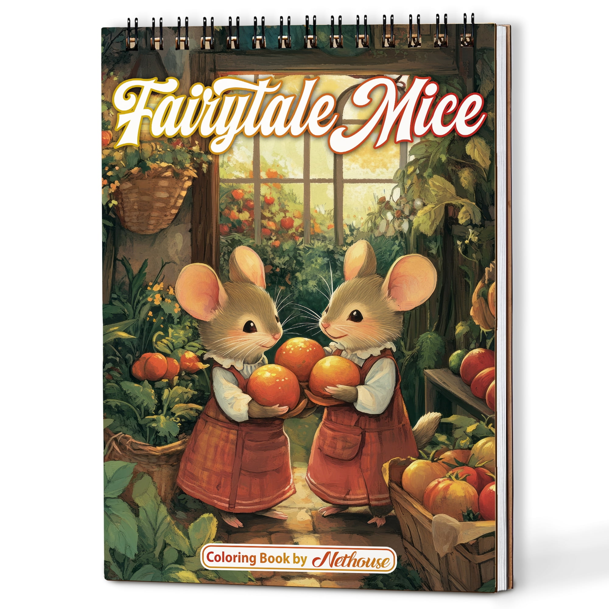 NETHOUSE Fairytale Mice Spiral Coloring Book for Adults, A5 Wooden ...