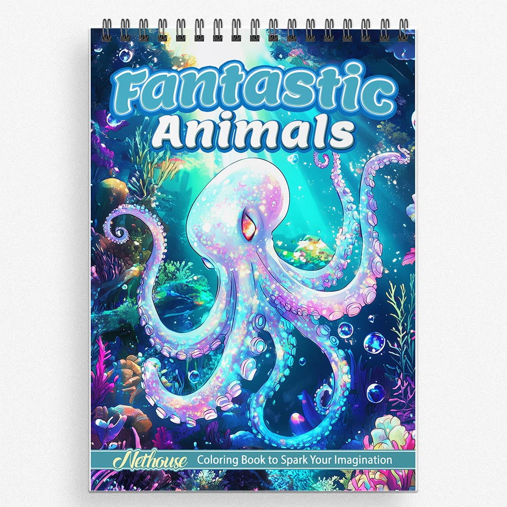NETHOUSE Fantastic Animals Coloring Book For Adults Relaxation & Stress ...