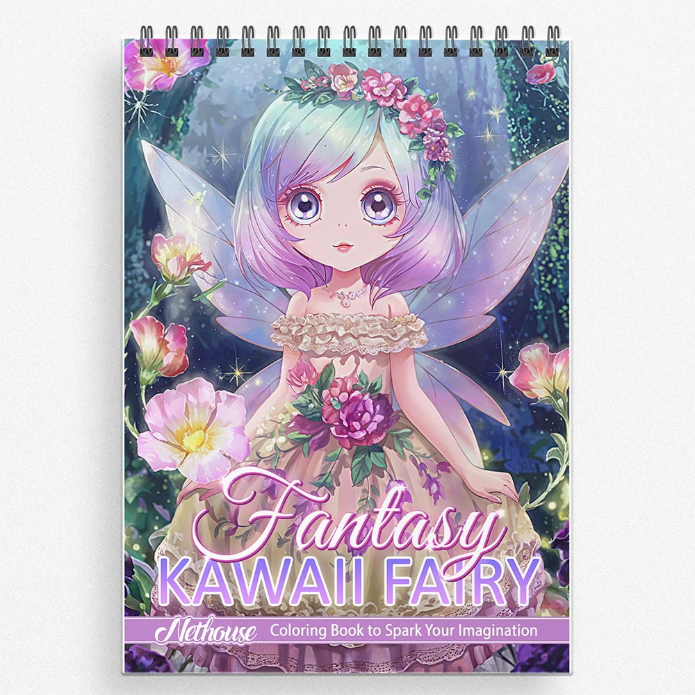 NETHOUSE Fantasy Kawaii Fairy Coloring Book For Adults Relaxation ...