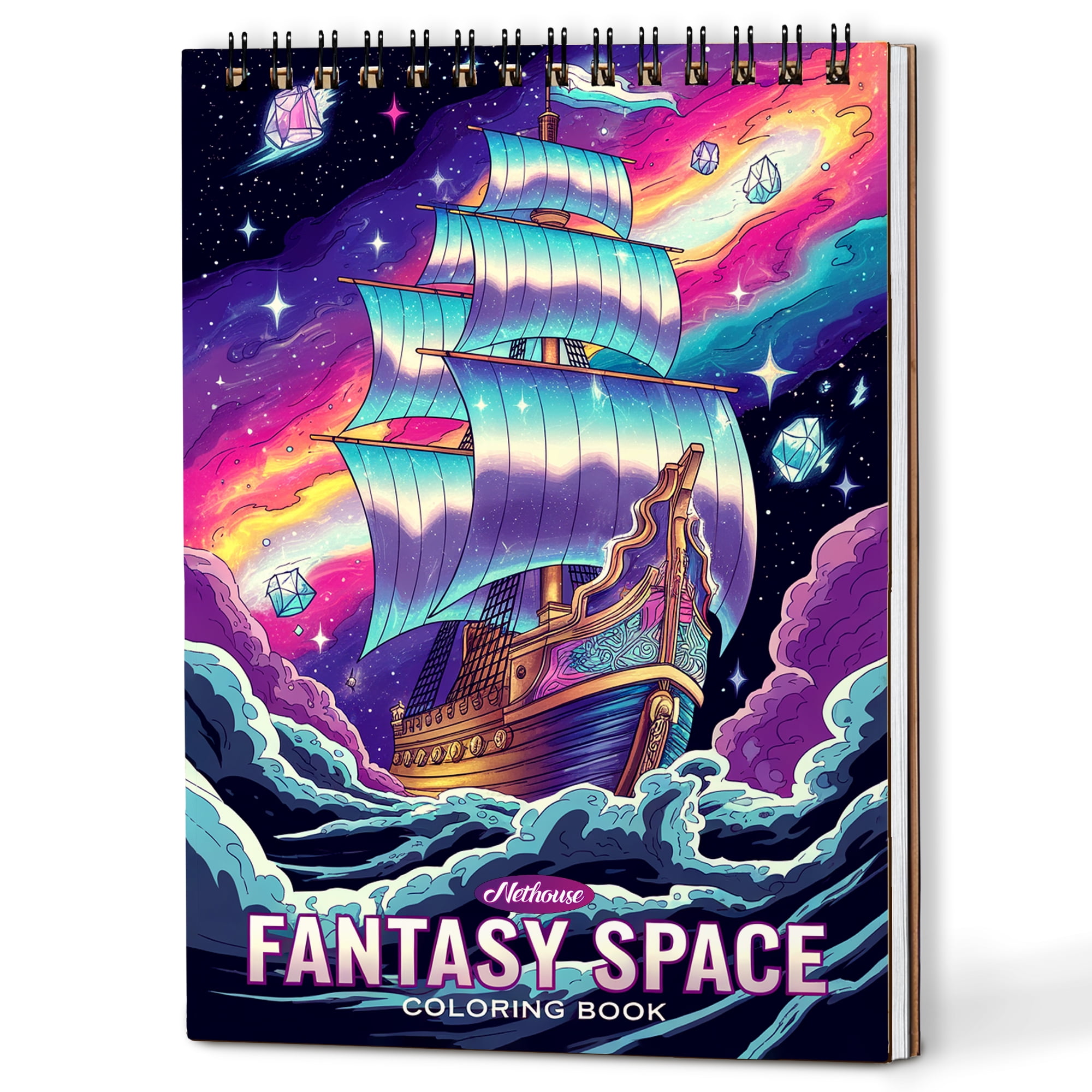NETHOUSE Fantasy Space Spiral Coloring Book for Adults Relaxation ...
