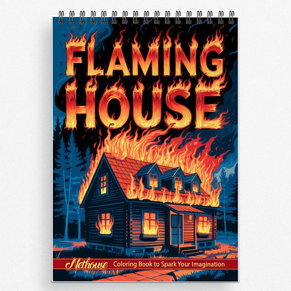 NETHOUSE Flaming House Coloring Book For Adults Relaxation & Stress ...