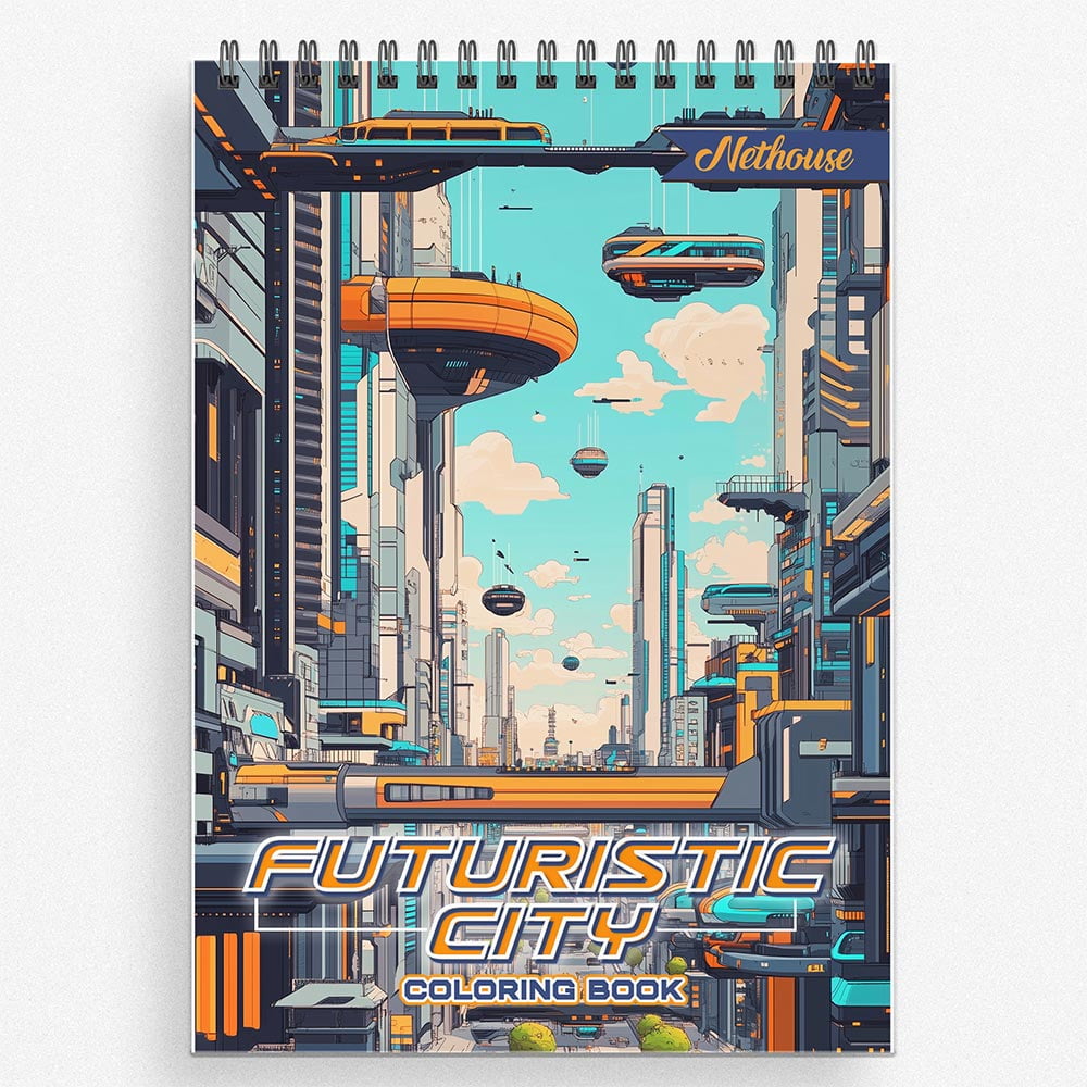 NETHOUSE Futuristic City Coloring Book For Adults Relaxation & Stress ...