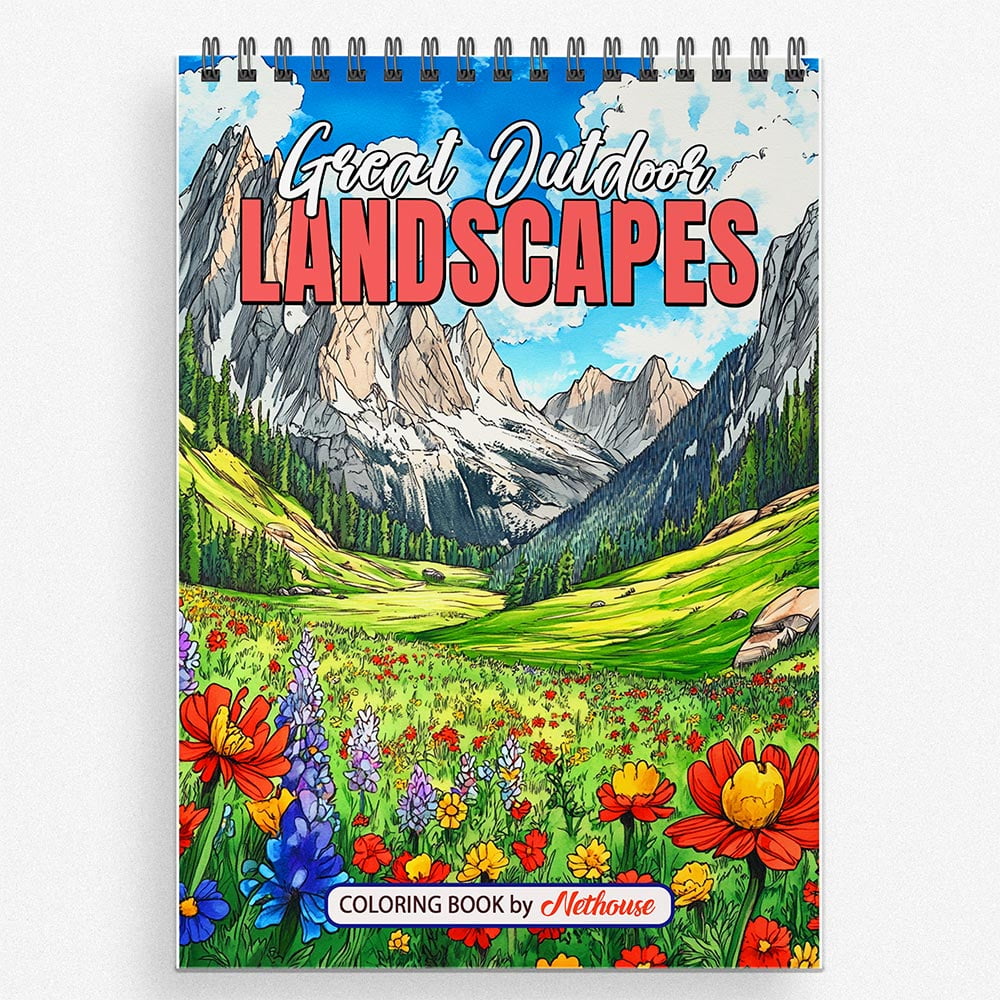 NETHOUSE Great Outdoor Landscapes Coloring Book For Adults Relaxation ...