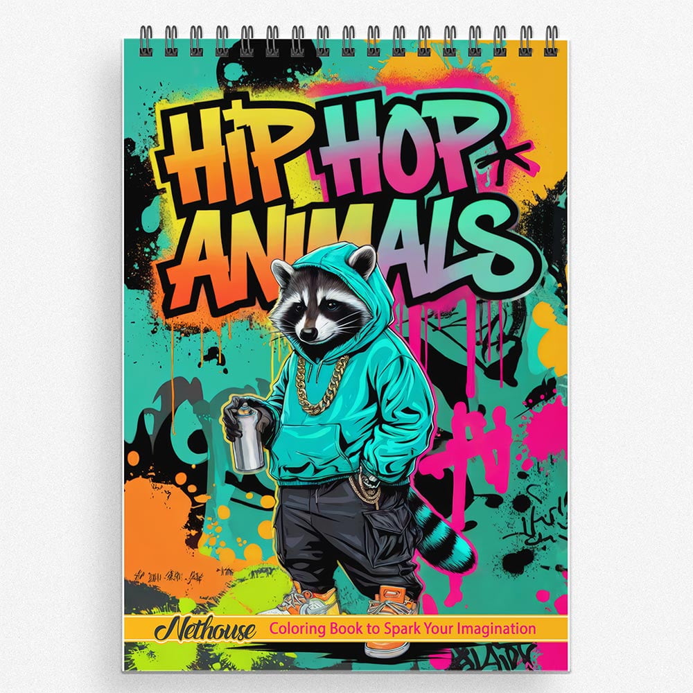 NETHOUSE Hip Hop Animals Coloring Book For Adults Relaxation & Stress ...