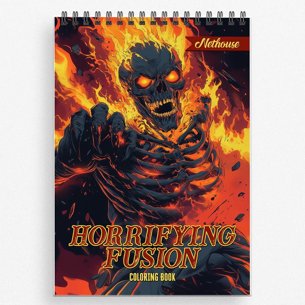 NETHOUSE Horrifying Fusion Coloring Book For Adults Relaxation & Stress ...