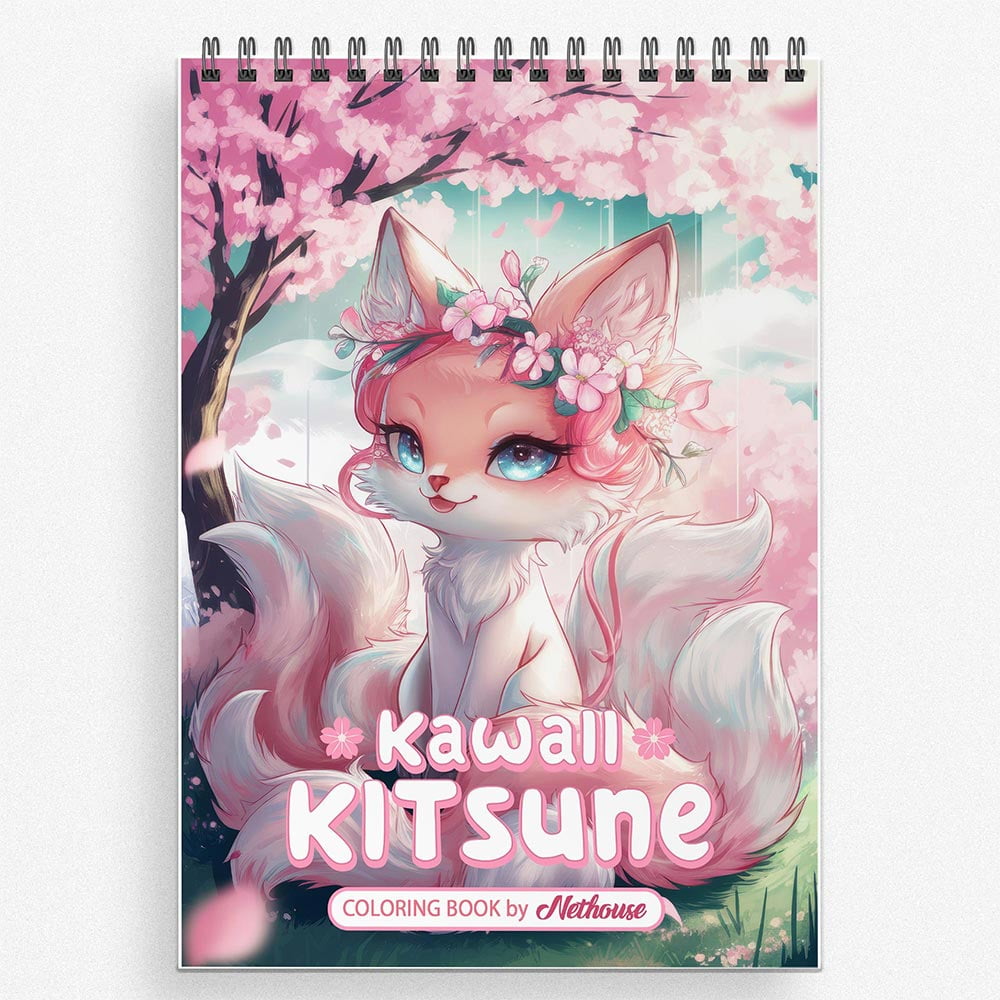 NETHOUSE Kawaii Kitsune Coloring Book For Adults Relaxation & Stress ...