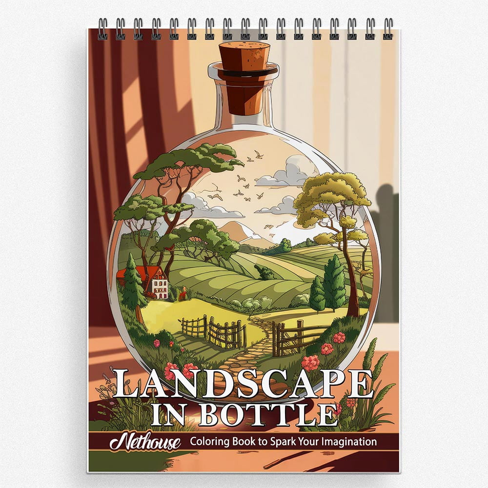 NETHOUSE Landscape In Bottle Coloring Book For Adults Relaxation ...