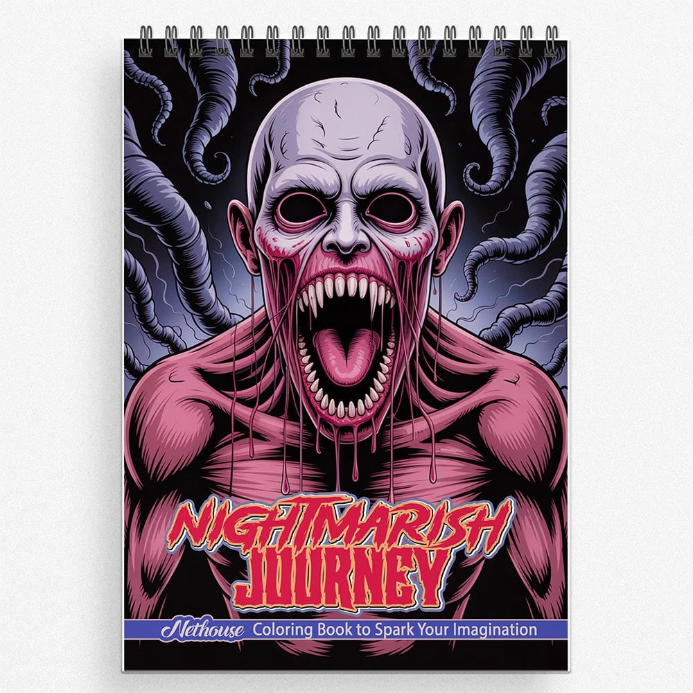 NETHOUSE Nightmarish Journey Coloring Book For Adults Relaxation ...