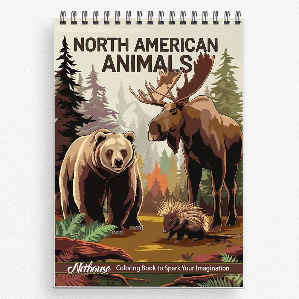 NETHOUSE North American Animals Coloring Book For Adults Relaxation ...