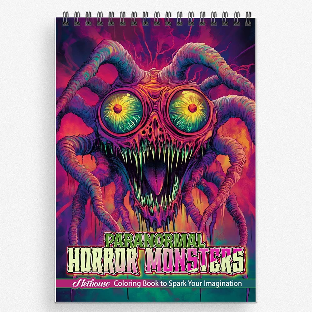 NETHOUSE Paranormal Horror Monsters Coloring Book For Adults Relaxation ...