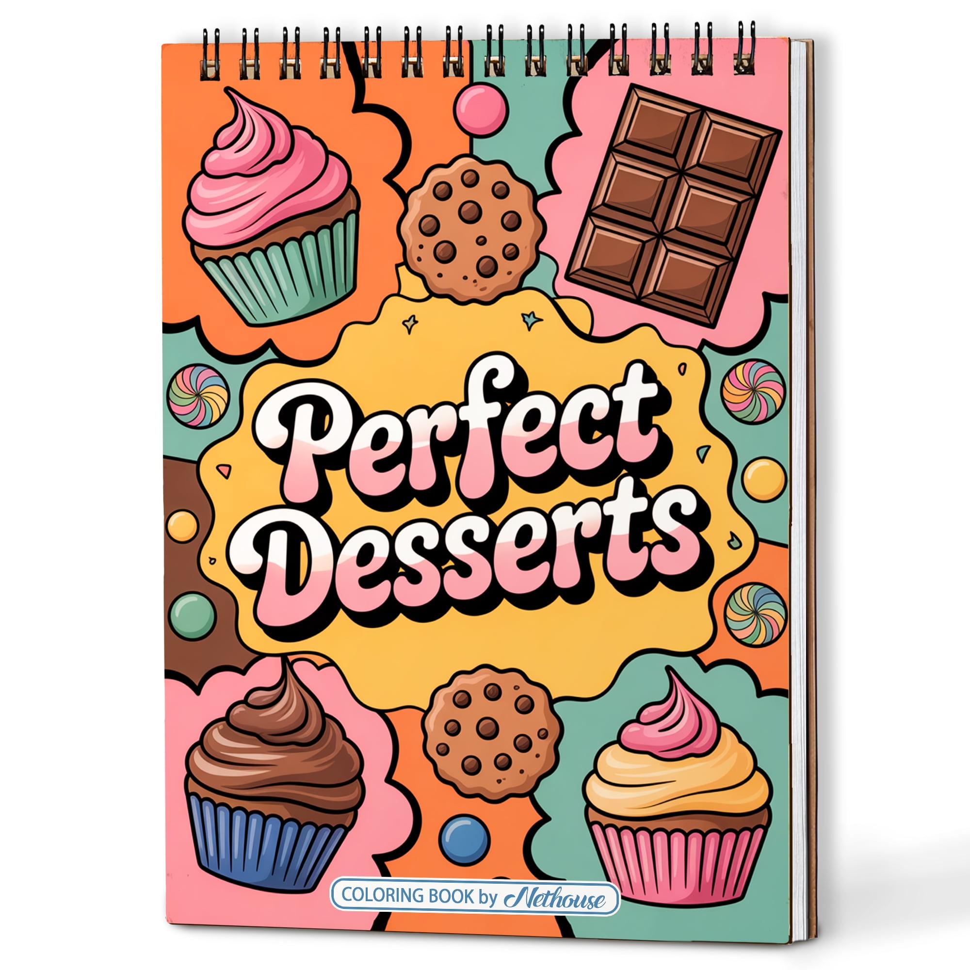 NETHOUSE Perfect Desserts Coloring Book Spiral Bound for Adults, A5 ...