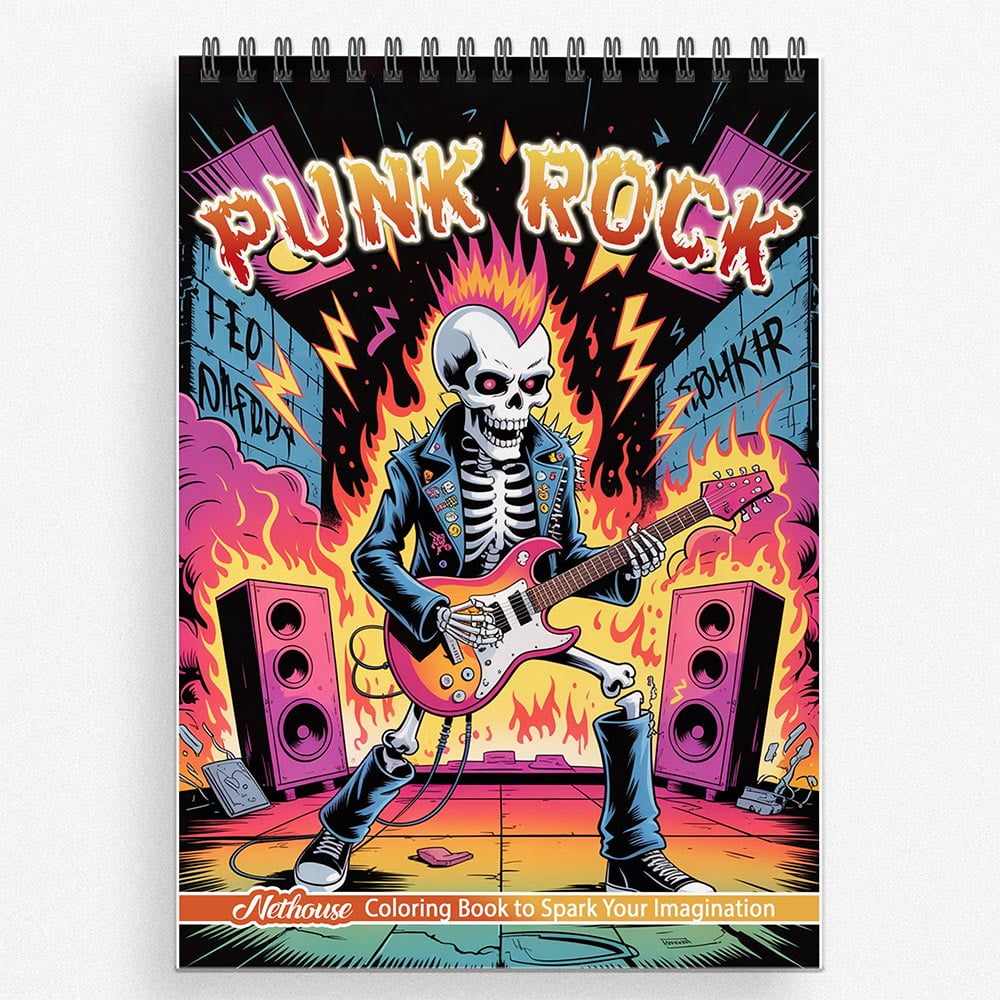 NETHOUSE Punk Rock Coloring Book For Adults Relaxation & Stress Relief ...