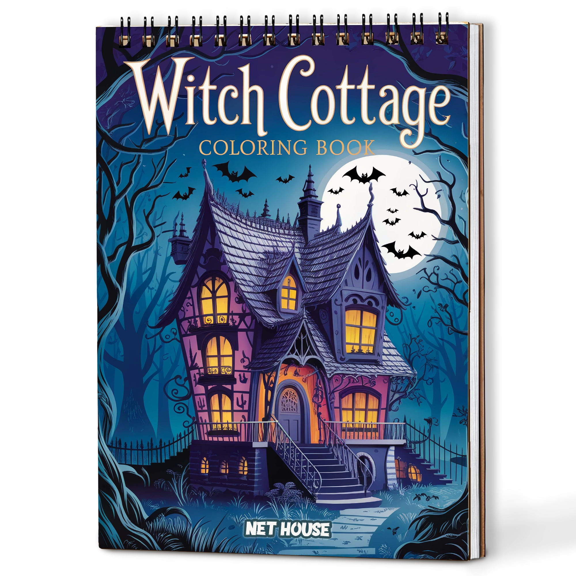 NETHOUSE Witch Cottage Spiral Coloring Book for Adults Relaxation ...