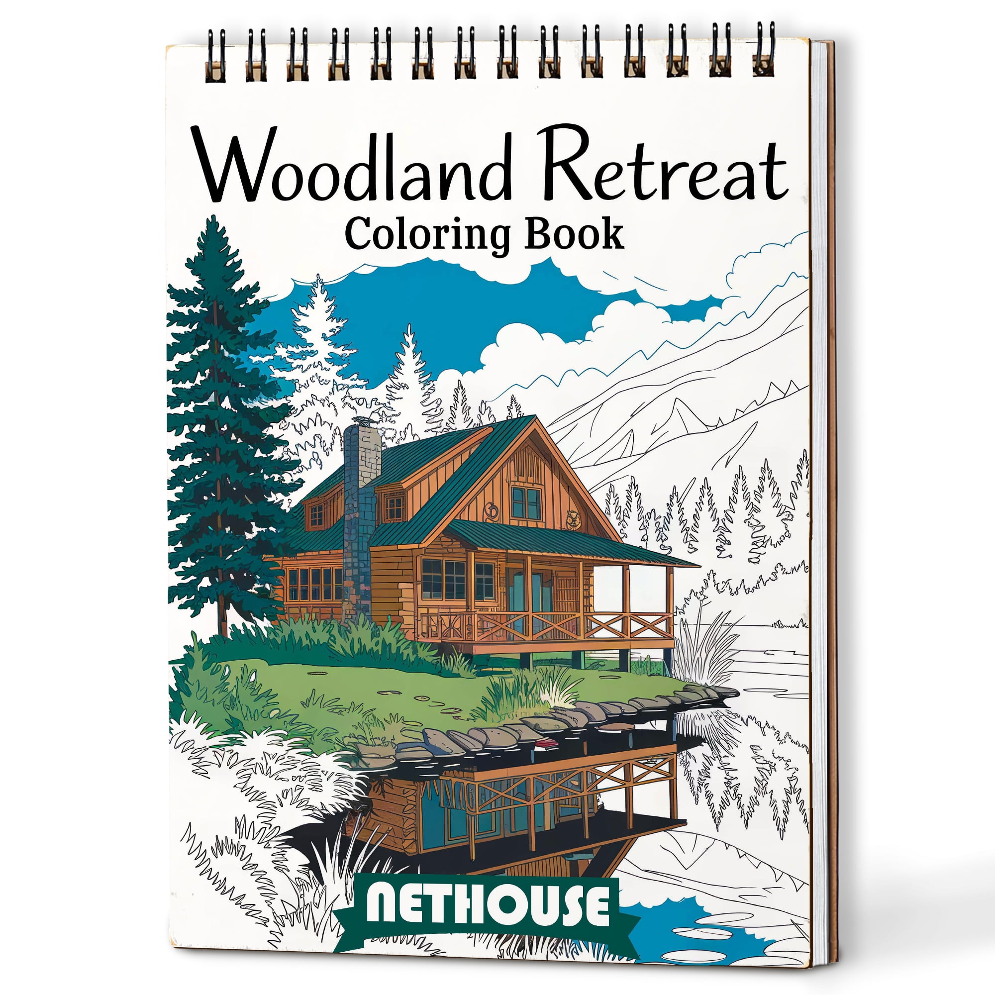 NETHOUSE Woodland Retreat Spiral Coloring Book for Adults Relaxation ...