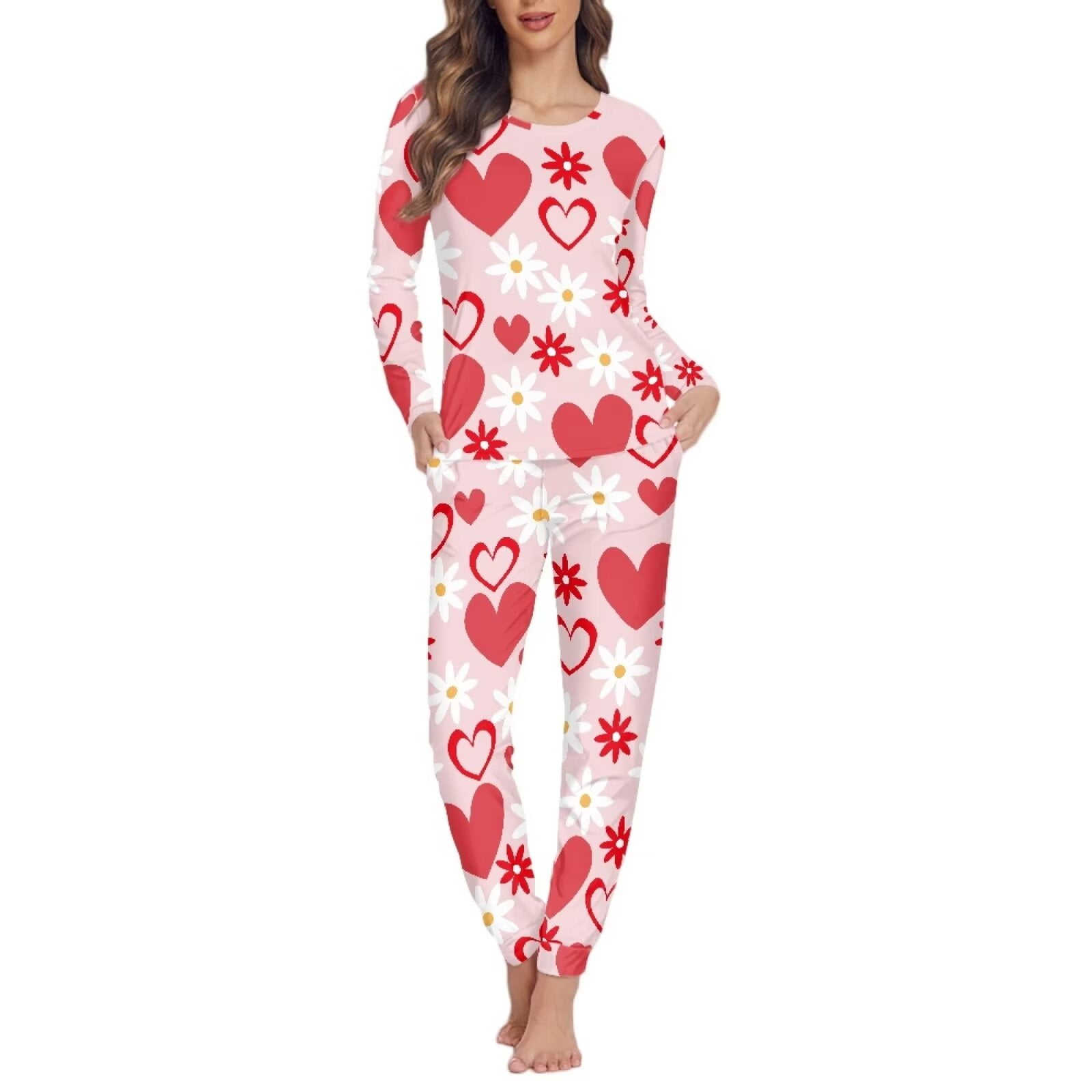 NETILGEN 2 Pack Pajamas for Women Set Long Sleeve, Fit Valentine's Day ...