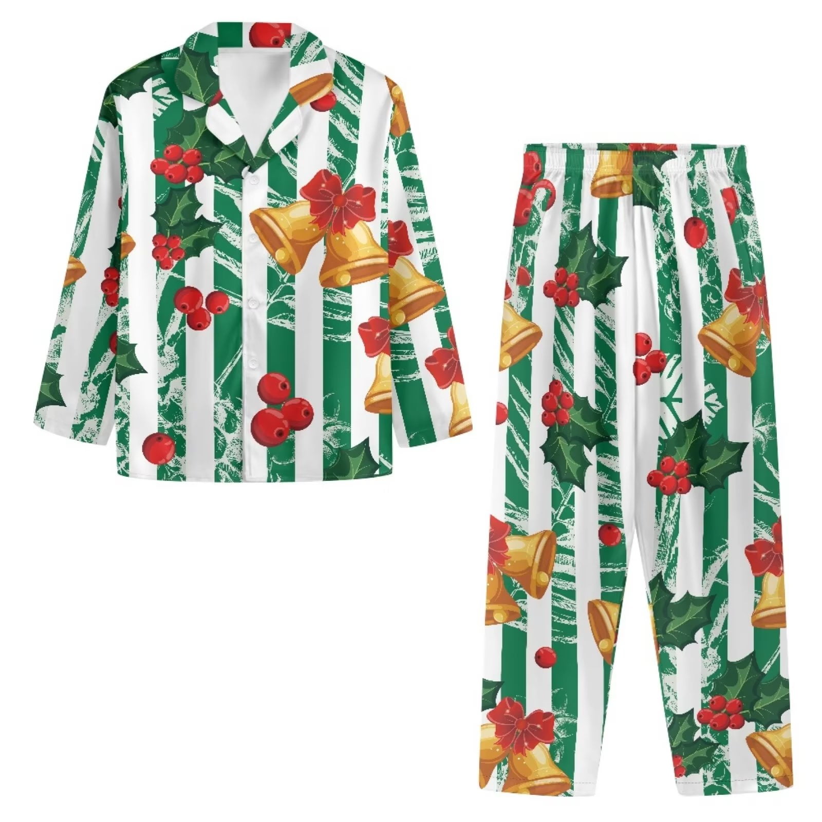 NETILGEN 2 Pack Set Christmas Bow Bell Button Pj Outfit for All Season ...