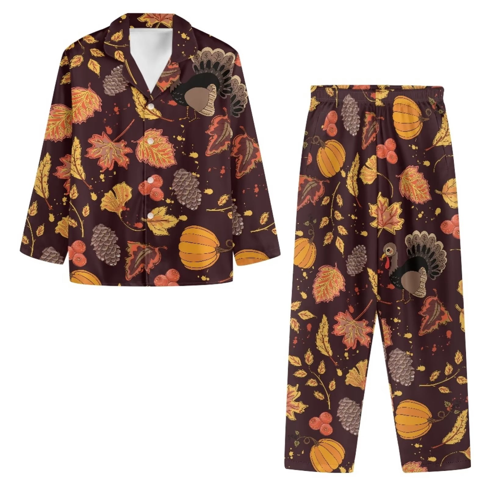 NETILGEN 2 Pack Set Thanksgiving Pumpkins & Turkey Pj Set for Women ...