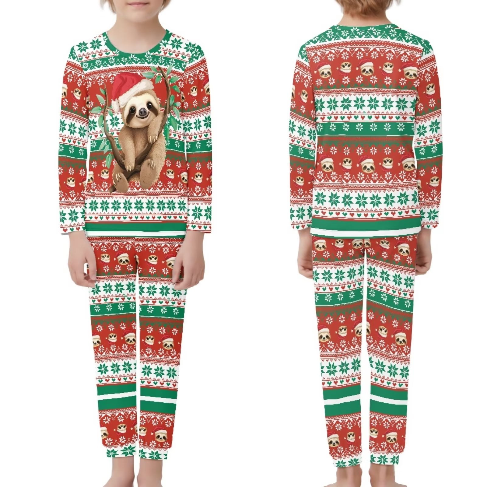 NETILGEN 2 Pack Ugly Christmas Tree Sloth Hem Pjs for Toddler Boys ...
