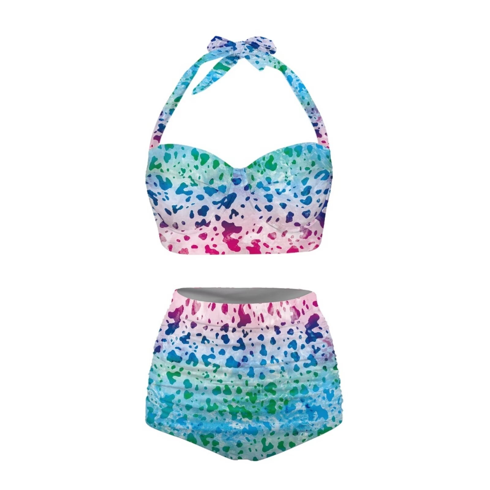 NETILGEN 2 Pack Women Swimsuit Cover Up Sexy Colorful Leopard Print ...