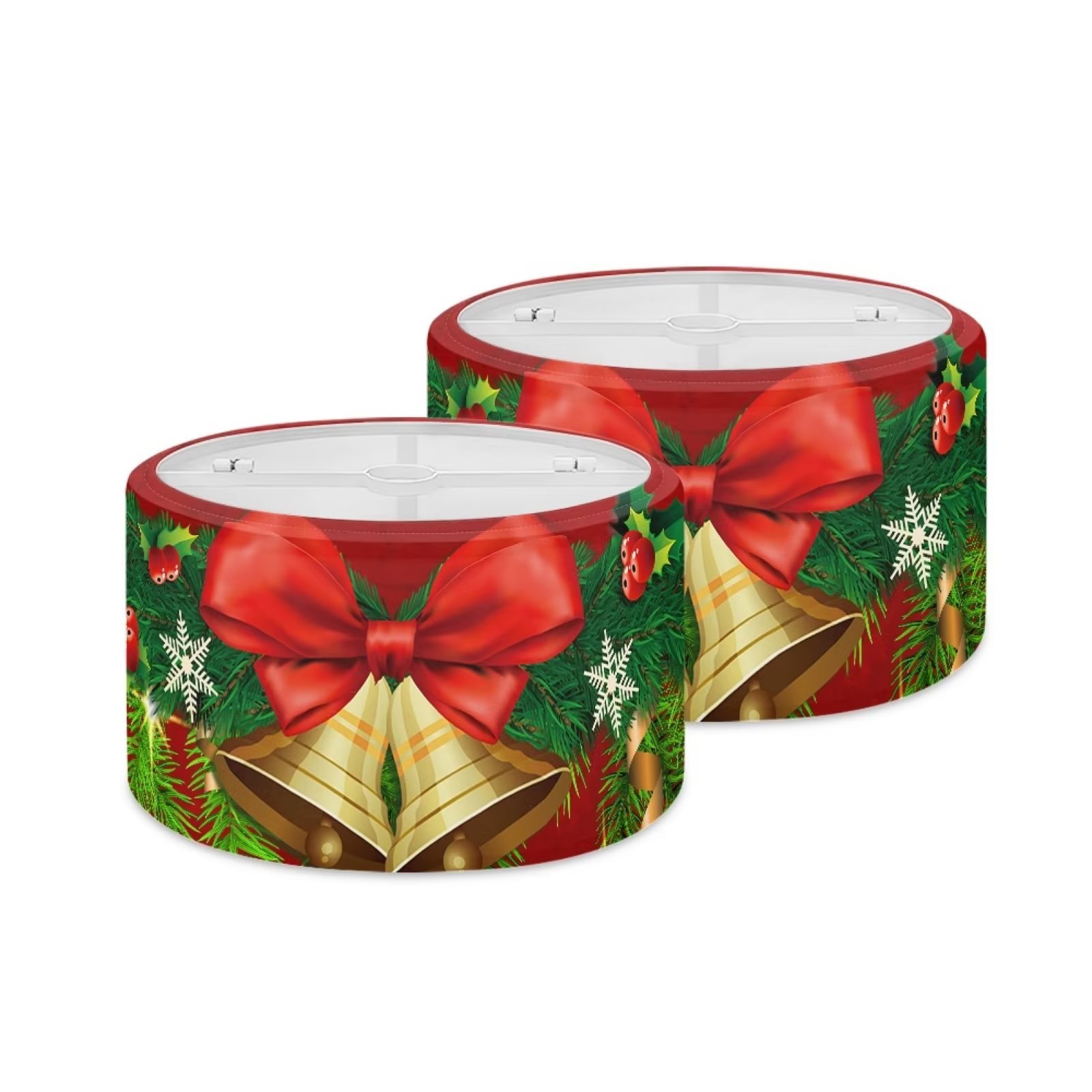 NETILGEN 2 Pieces Xmas Bow & Bell Pattern Stretchy Outdoor Lampshade ...