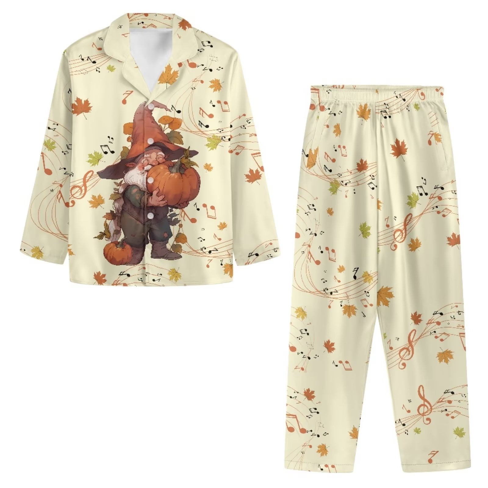 NETILGEN Autumn Harvest Farmers 2 Pieces Set Button Pjs for Women Set ...