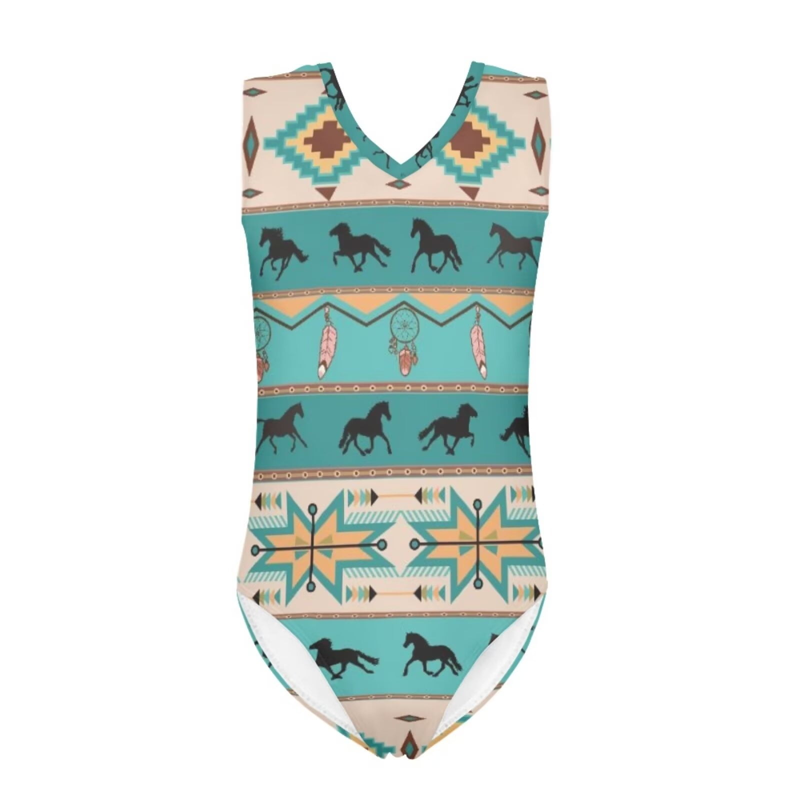 NETILGEN Aztec Tribe Horse Swimwear for Kids Girls, Dream Catcher ...