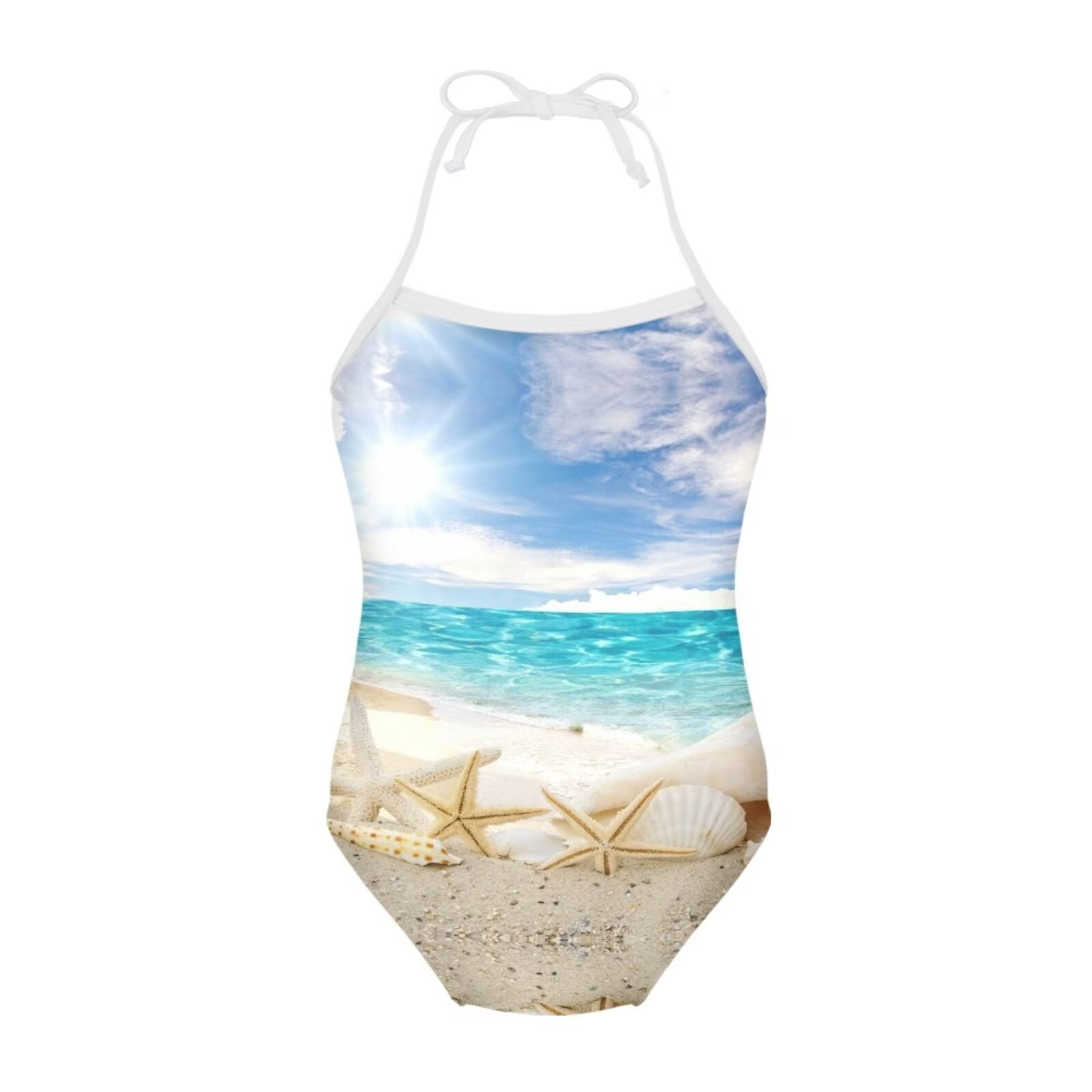 NETILGEN Beach Shell Pattern Toddler Bathing Suit Girl, Girls One Piece ...