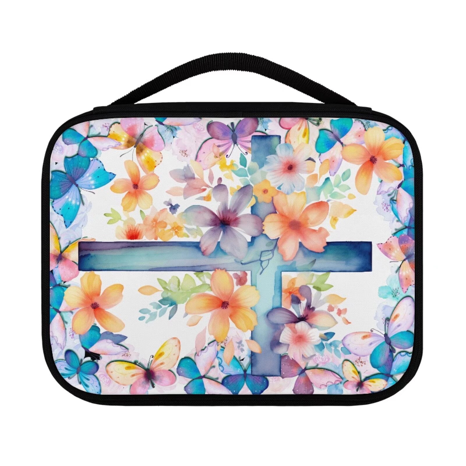 NETILGEN Butterflies & Flowers Cross Women & Girls Bible Cover Bag ...