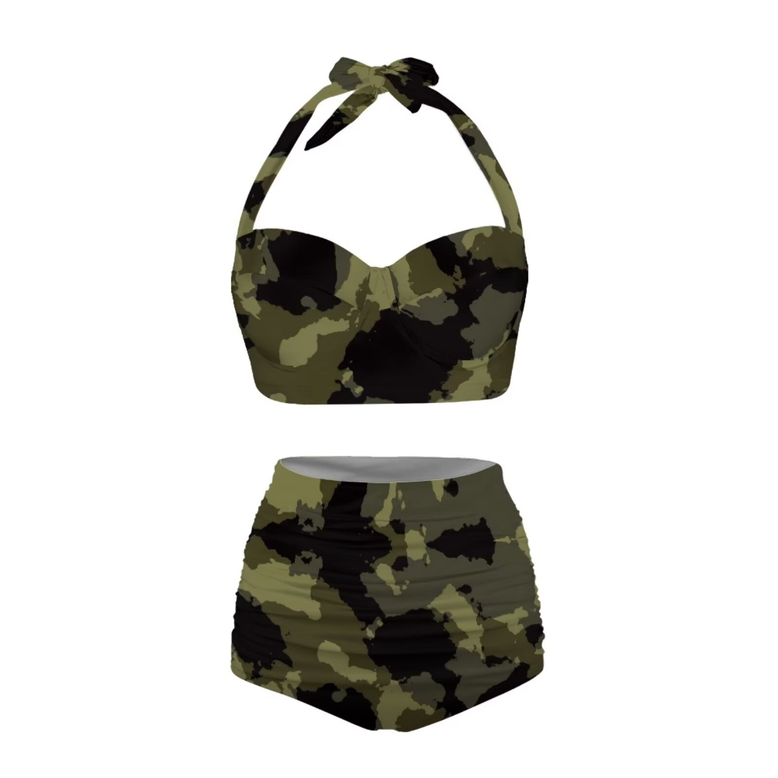 NETILGEN Camo Printing Ladies Swimsuits 2 Piece Athletic, Self ...