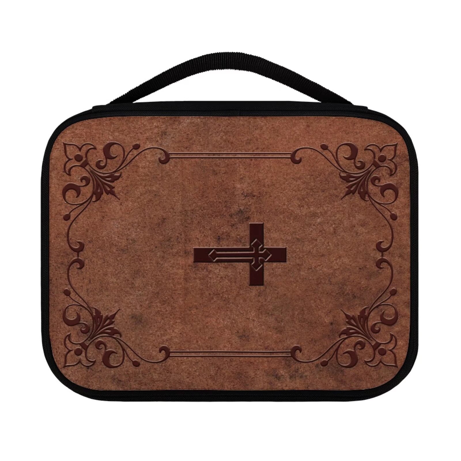 NETILGEN Coffee Color Cross Pattern Bible Bag for Girls with Strap ...