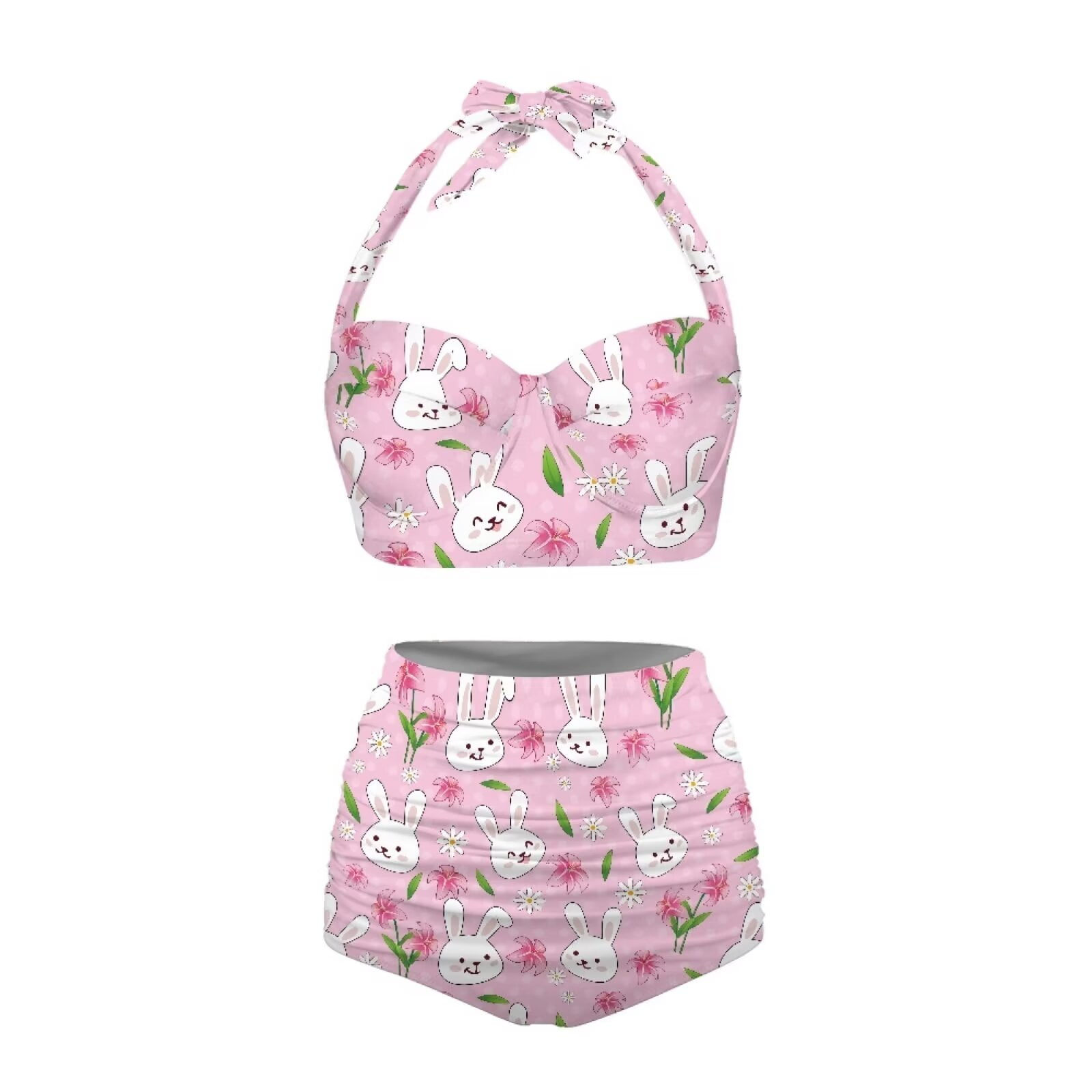 NETILGEN Cute Lily Rabbit Women Swimsuits 2 Piece Set, Lightweight ...