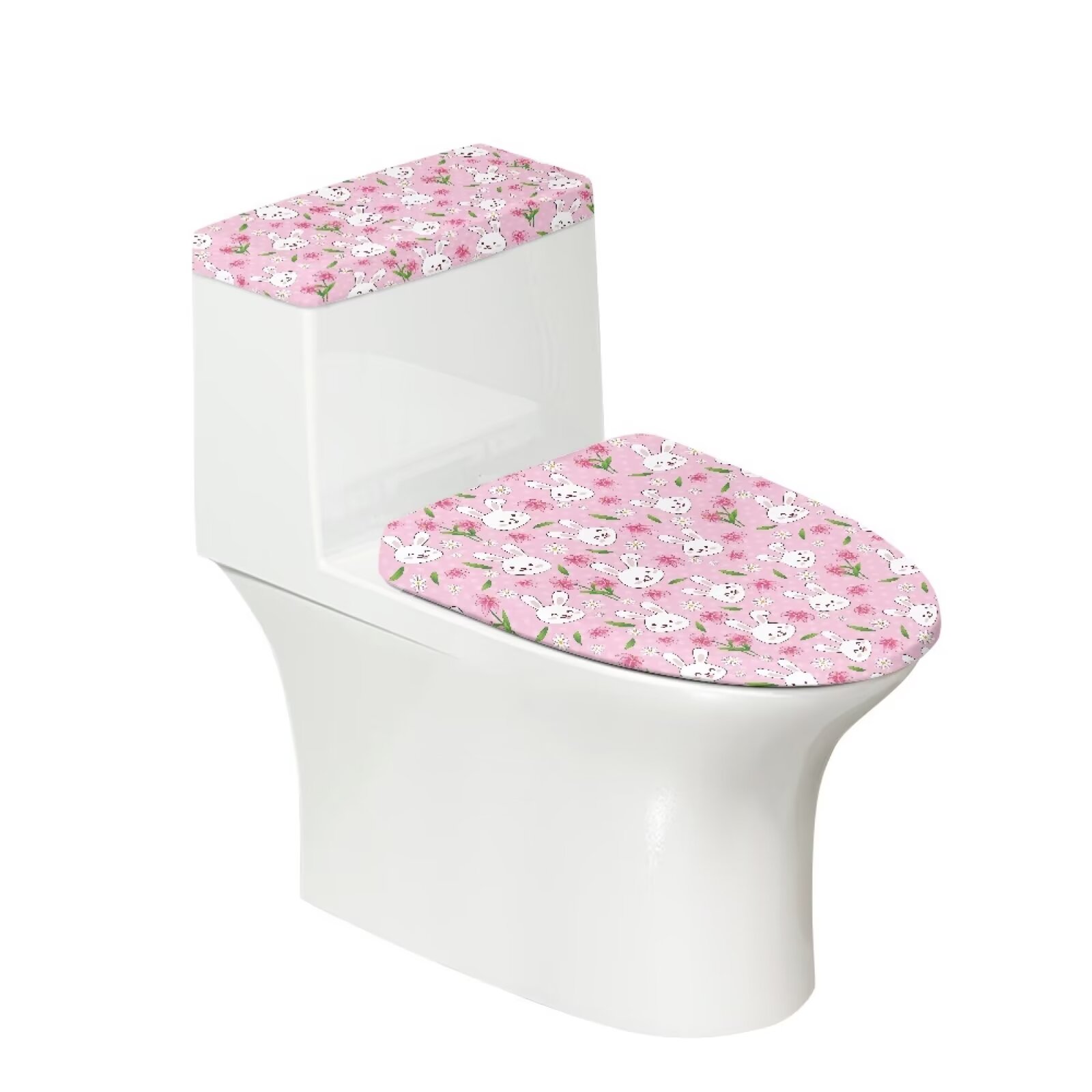 NETILGEN Daisy & Lily & Rabbit Dust-Resistant Toilet Tank Cover ...