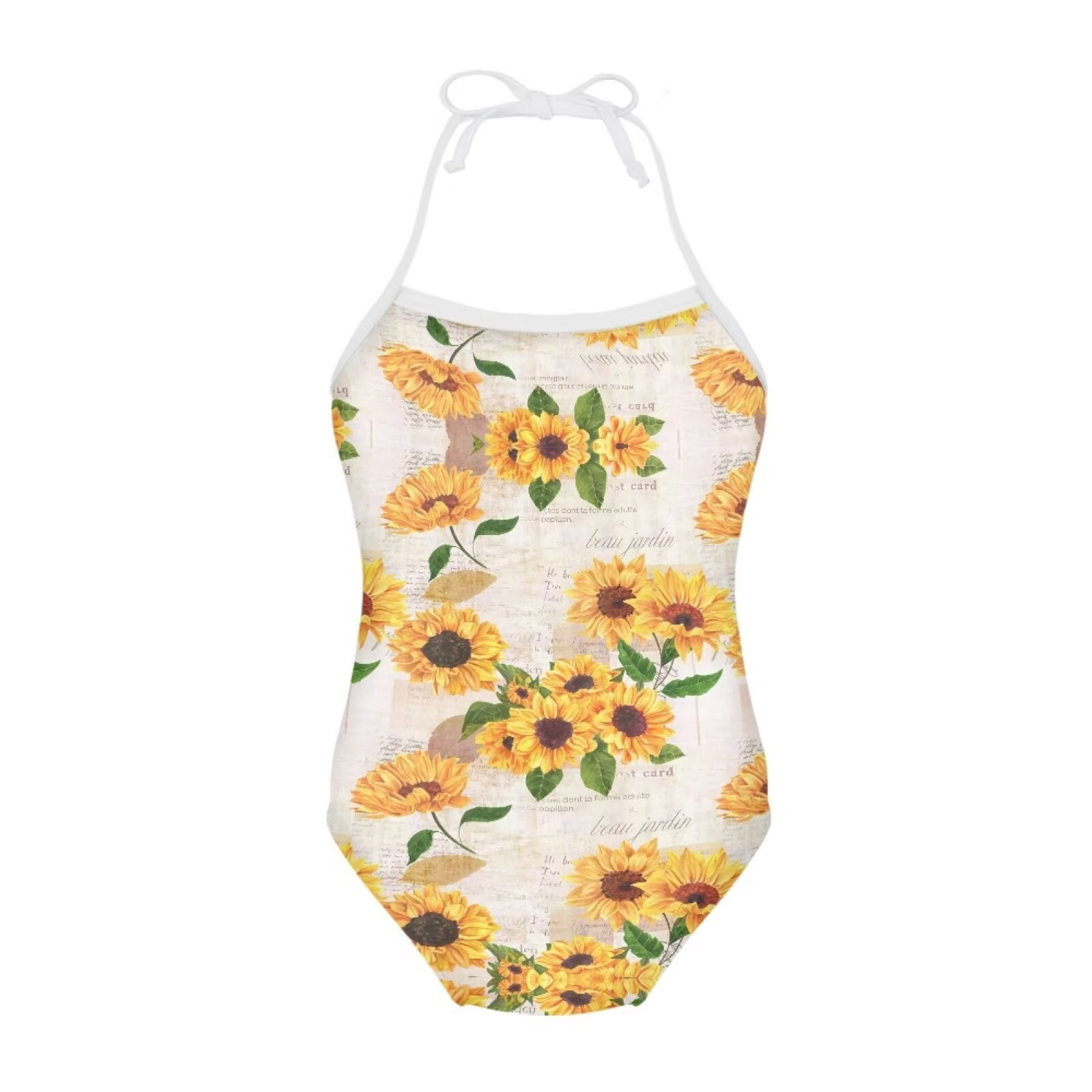 NETILGEN Elegant Envelope Sunflowers Kids High Waisted Bikini Bottoms ...