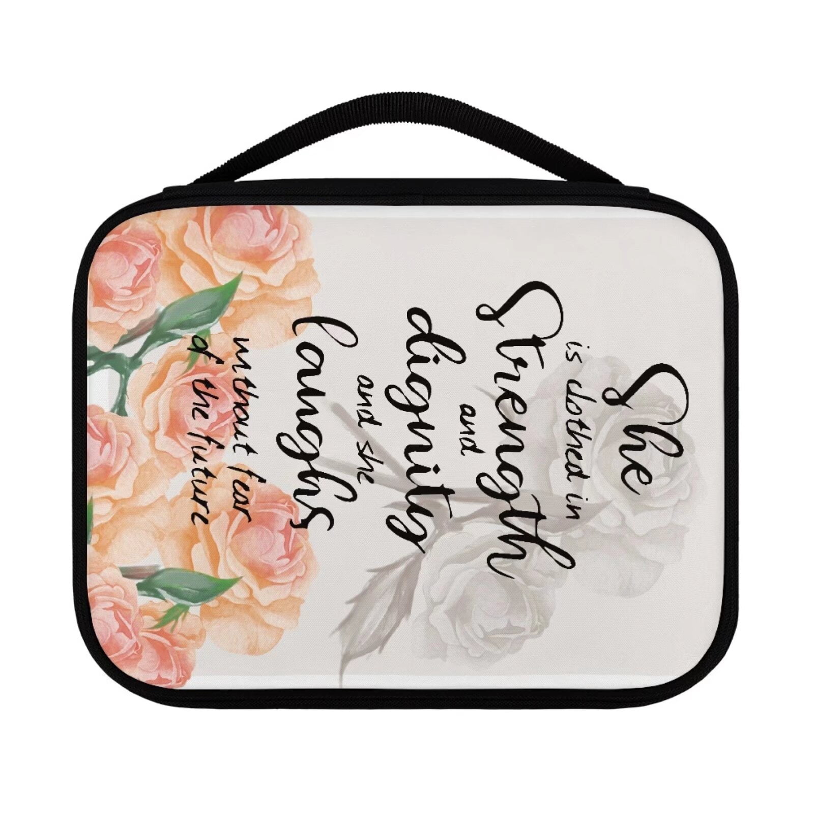 NETILGEN Elegant Rose Print Bible Cover Bag with Strap, Multi ...