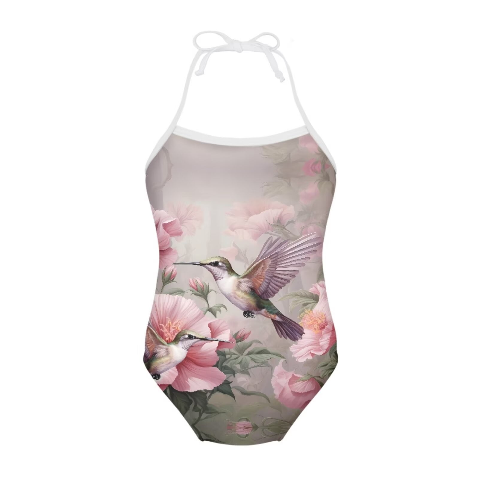 NETILGEN Flower Hummingbird Kids Bikini Swimsuit with Skirt, One Piece ...