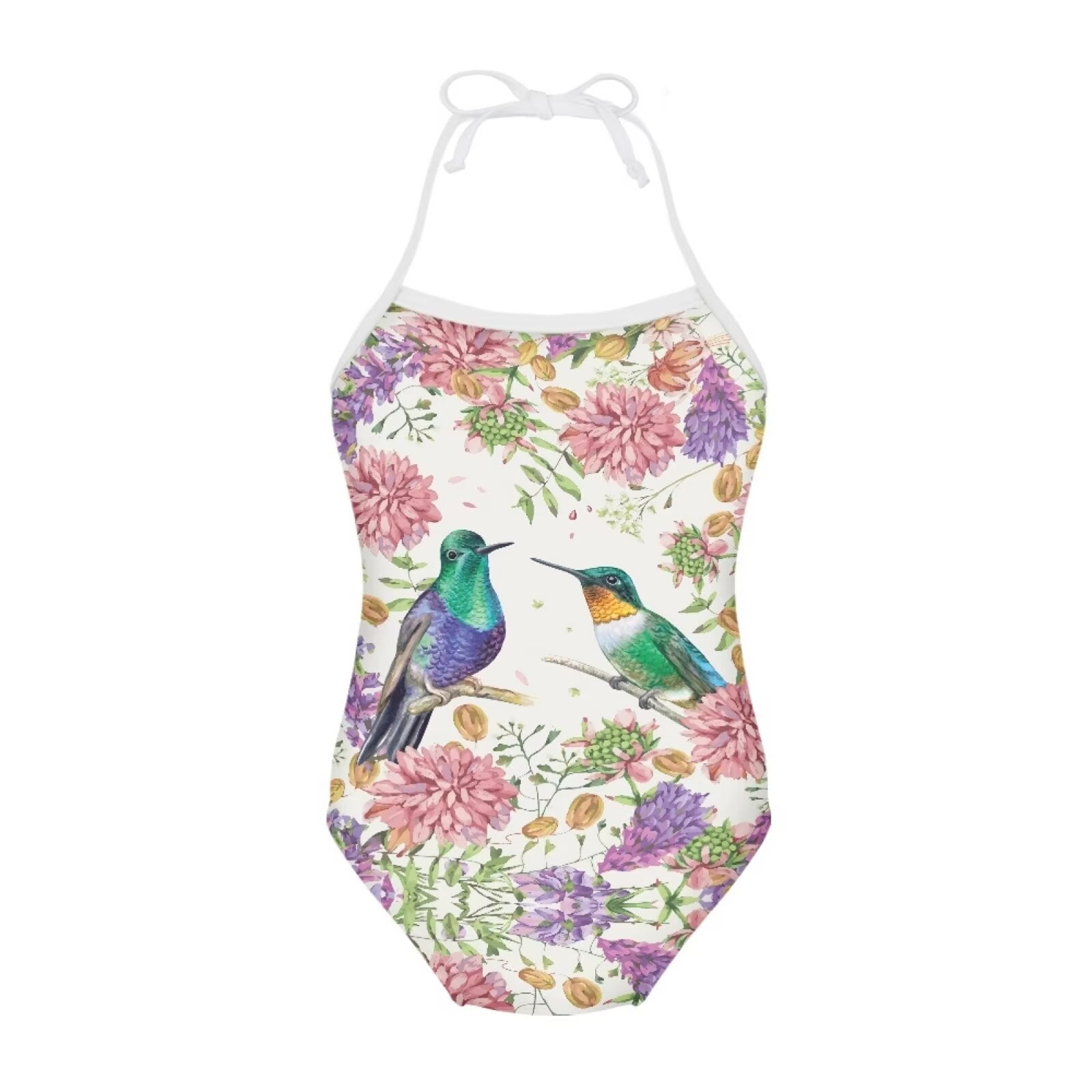 NETILGEN Flower Hummingbird One Piece Bathing Suit, Comfortable Kids ...
