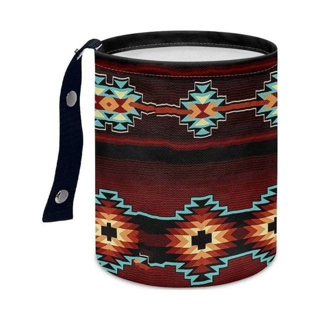 NETILGEN Geometric Aztec Tribe Pattern Car Garbage Cans Soft Small ...
