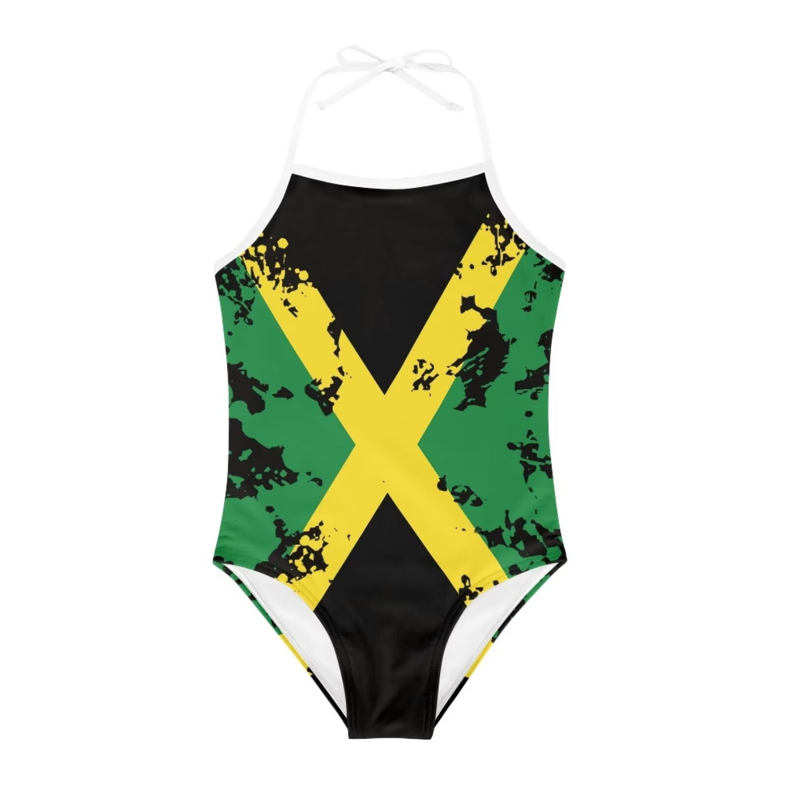 NETILGEN Jamaican Flag Pattern Kids Swimsuits One Piece Design, Soft ...