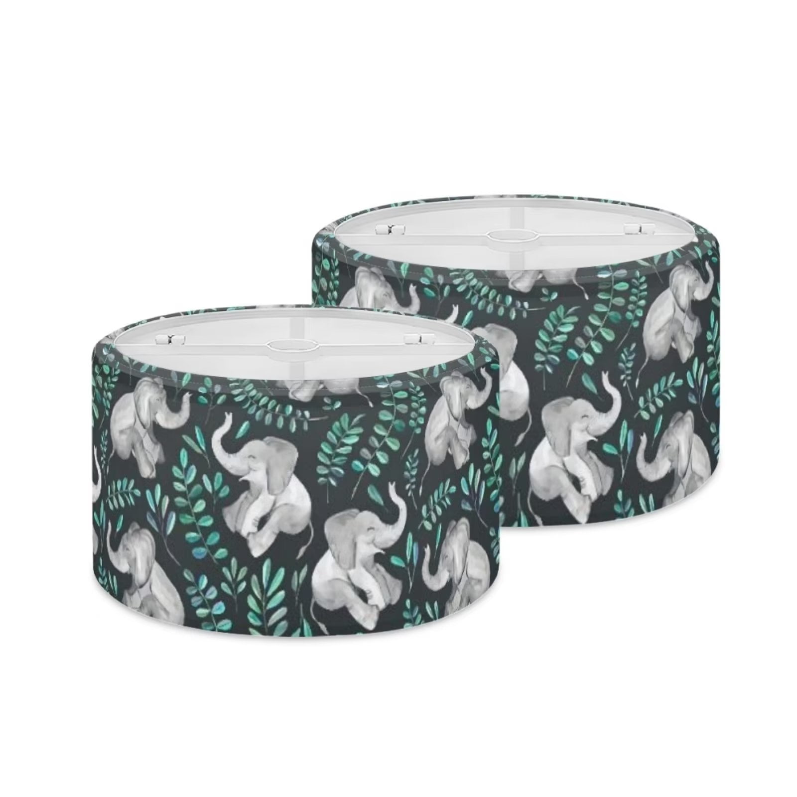 NETILGEN Leaves & Elephant 2 Pack Lamp Shade Large Round Dustproof Home ...