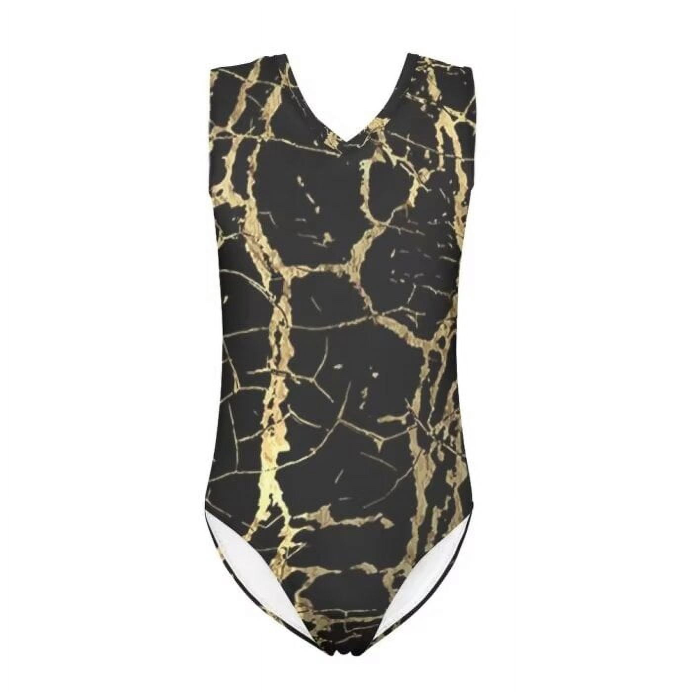 NETILGEN Marble Texture Print Summer Girls Beach Bathing Suit, Self ...