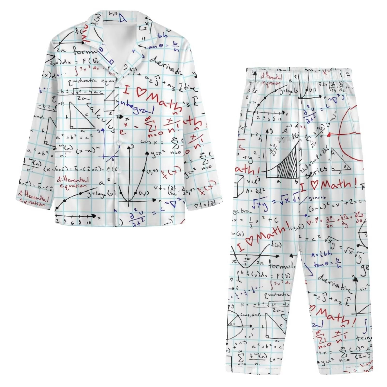 NETILGEN Math Formula Design Elastic Button Pajamas for Women Pants ...