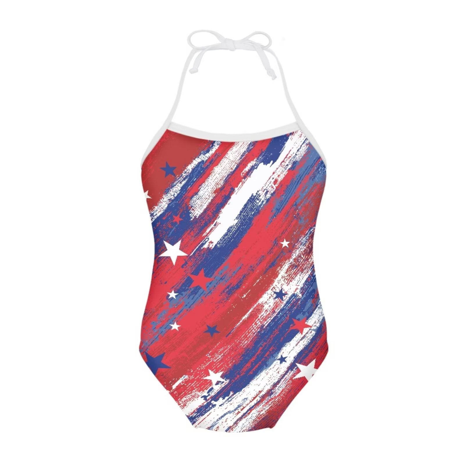 NETILGEN Painting USA Flag Girls Beach Swimsuit Coverup for Kids ...