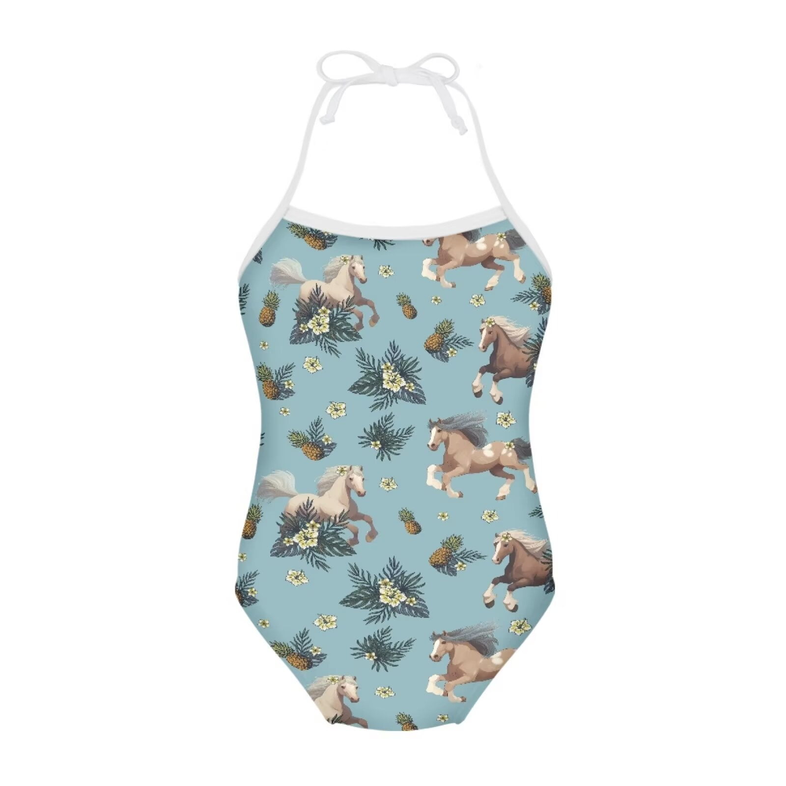 NETILGEN Pineapple Horse Kids Swimsuits for Girls One Piece, Summer ...