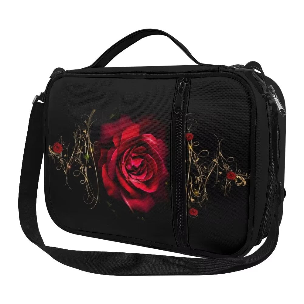 NETILGEN Red Rose Pattern Bible Carrying Case for Women with Shoulder ...