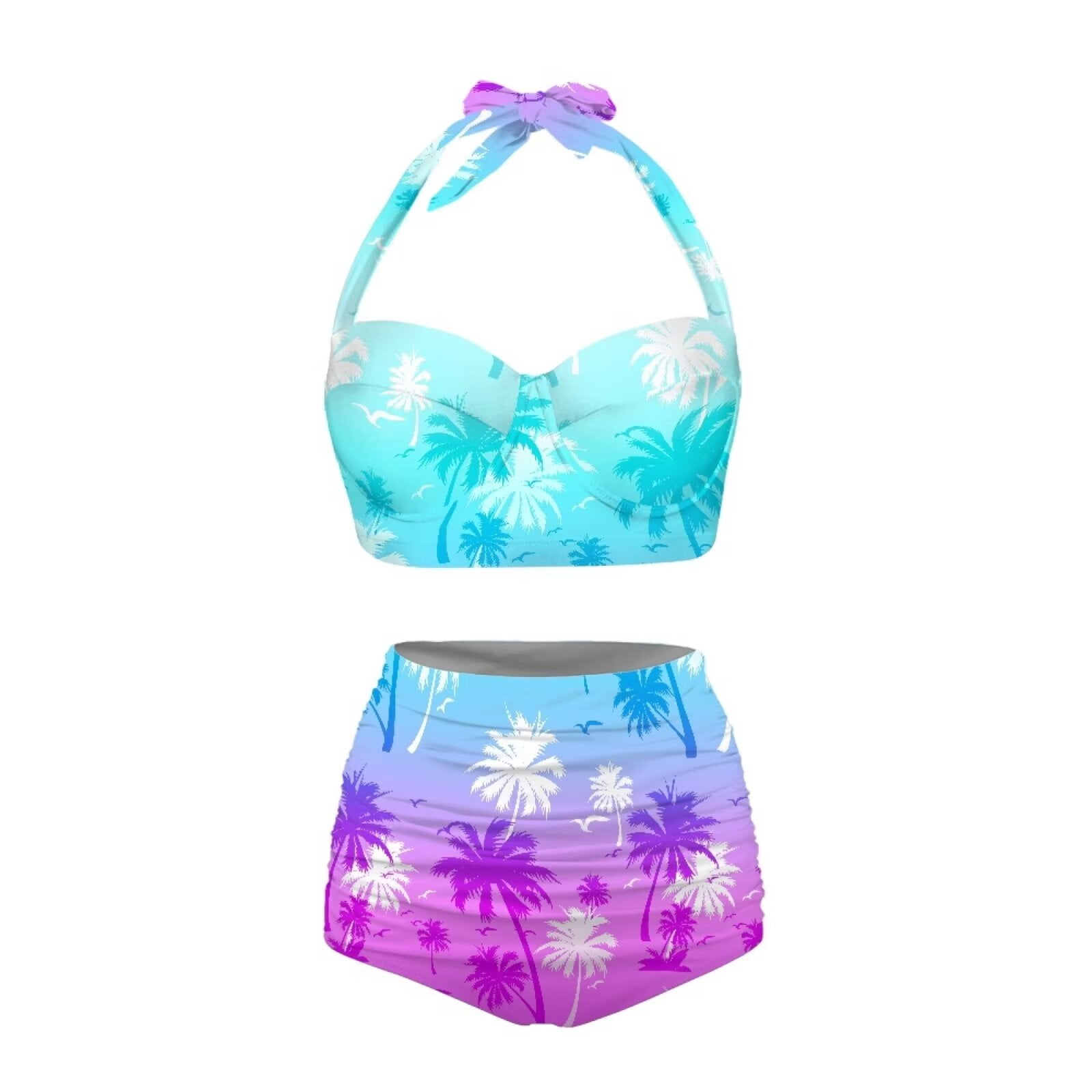 NETILGEN Tropical Coconut trees High Waisted Bikini Underwear for Women ...