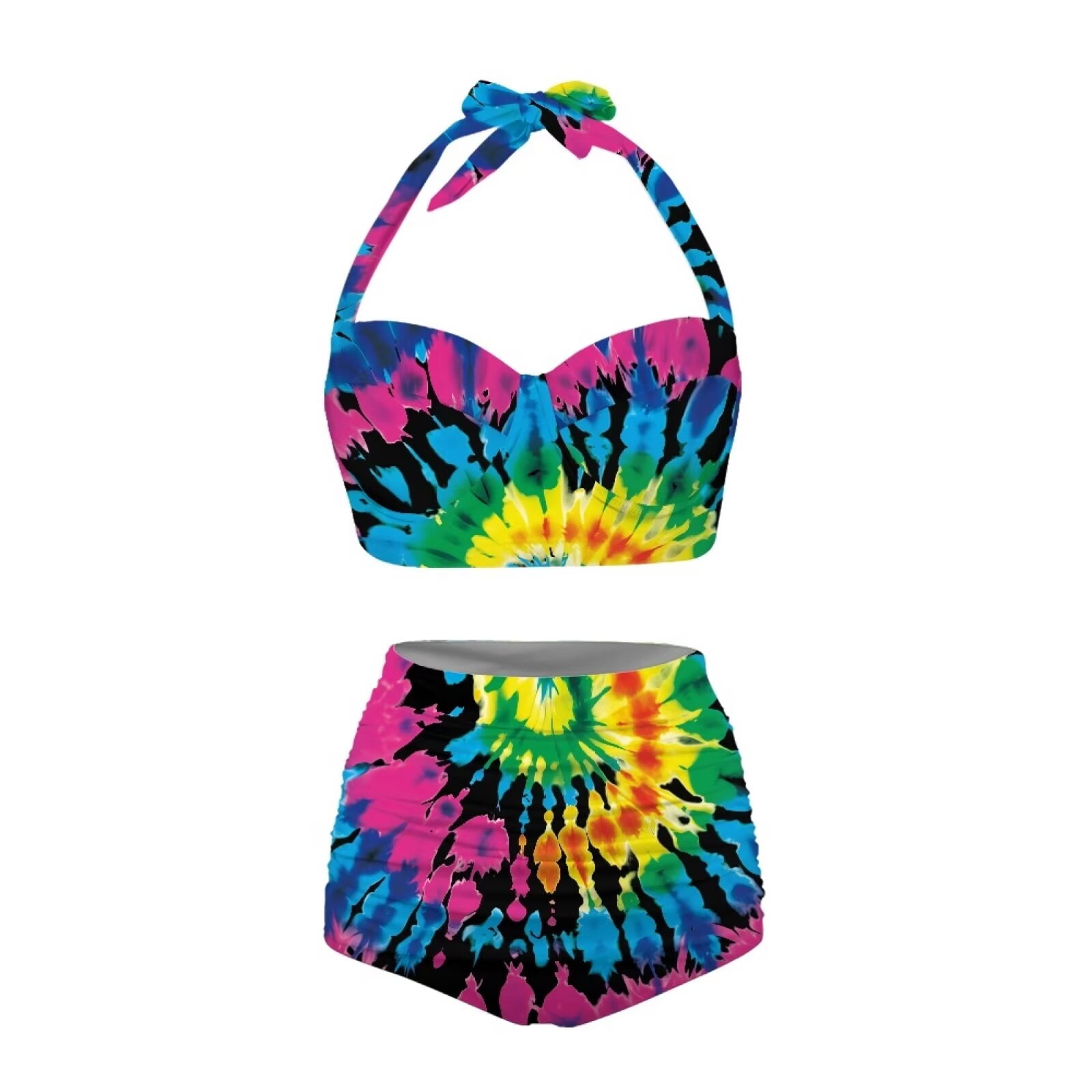 NETILGEN Vortex Tie Dye Print Swimsuit Ladies Tankini Set, High Waisted ...