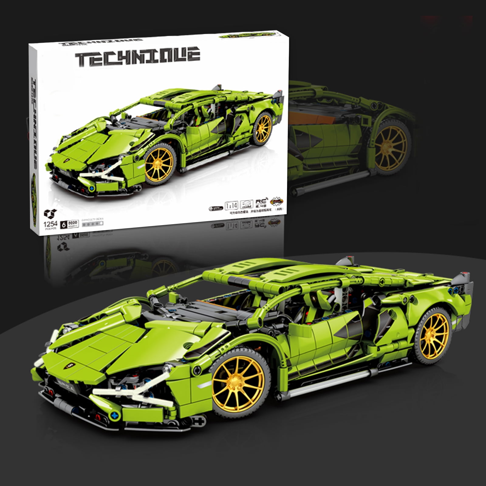 NETNEW 1254 Pcs 1:14 Scale Sports Car Model Kit - Buildable MOC ...
