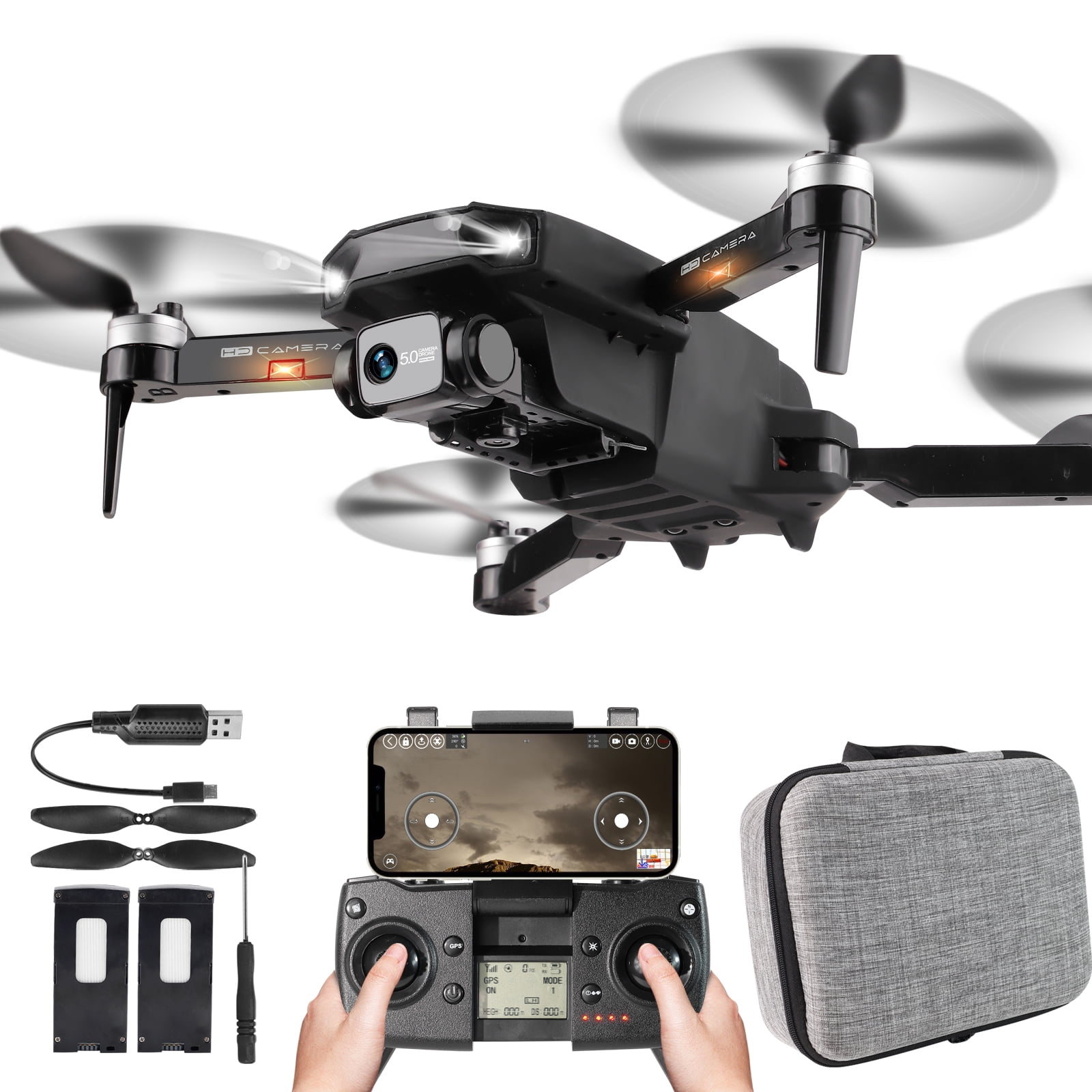 NETNEW S1 GPS Drone with 4K Camera for Adults 90° Rotatable 6K/4K Dual ...