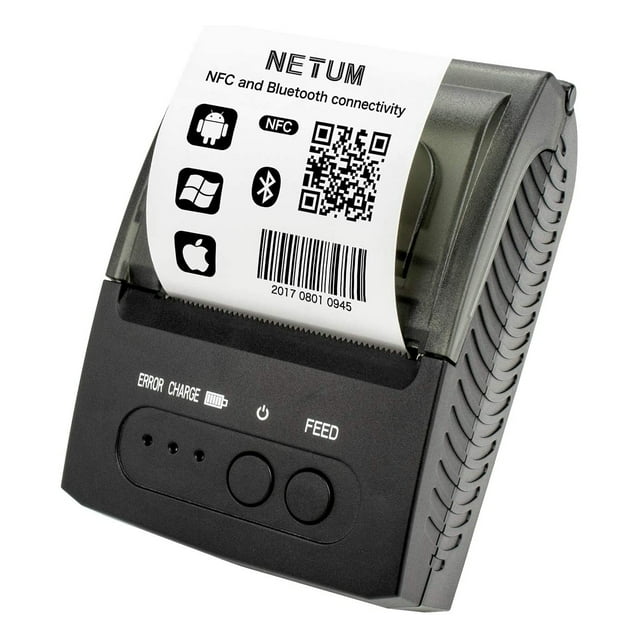 NETUM Bluetooth Receipt Printer, Portable 58mm Mini Thermal Pos Printer, Compatible with Android ...