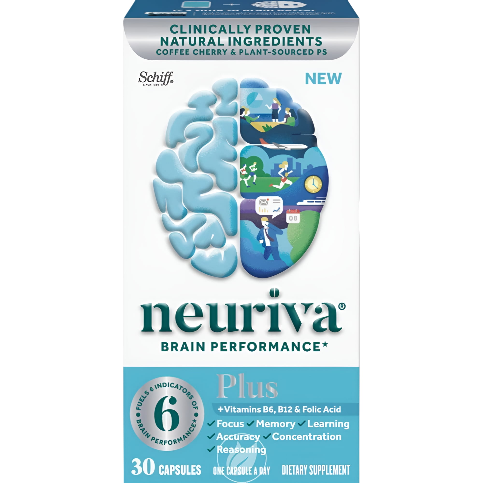 NEURIVA Brain Performance Plus 30 CT, Memory Mind Supplements (4 Pack ...